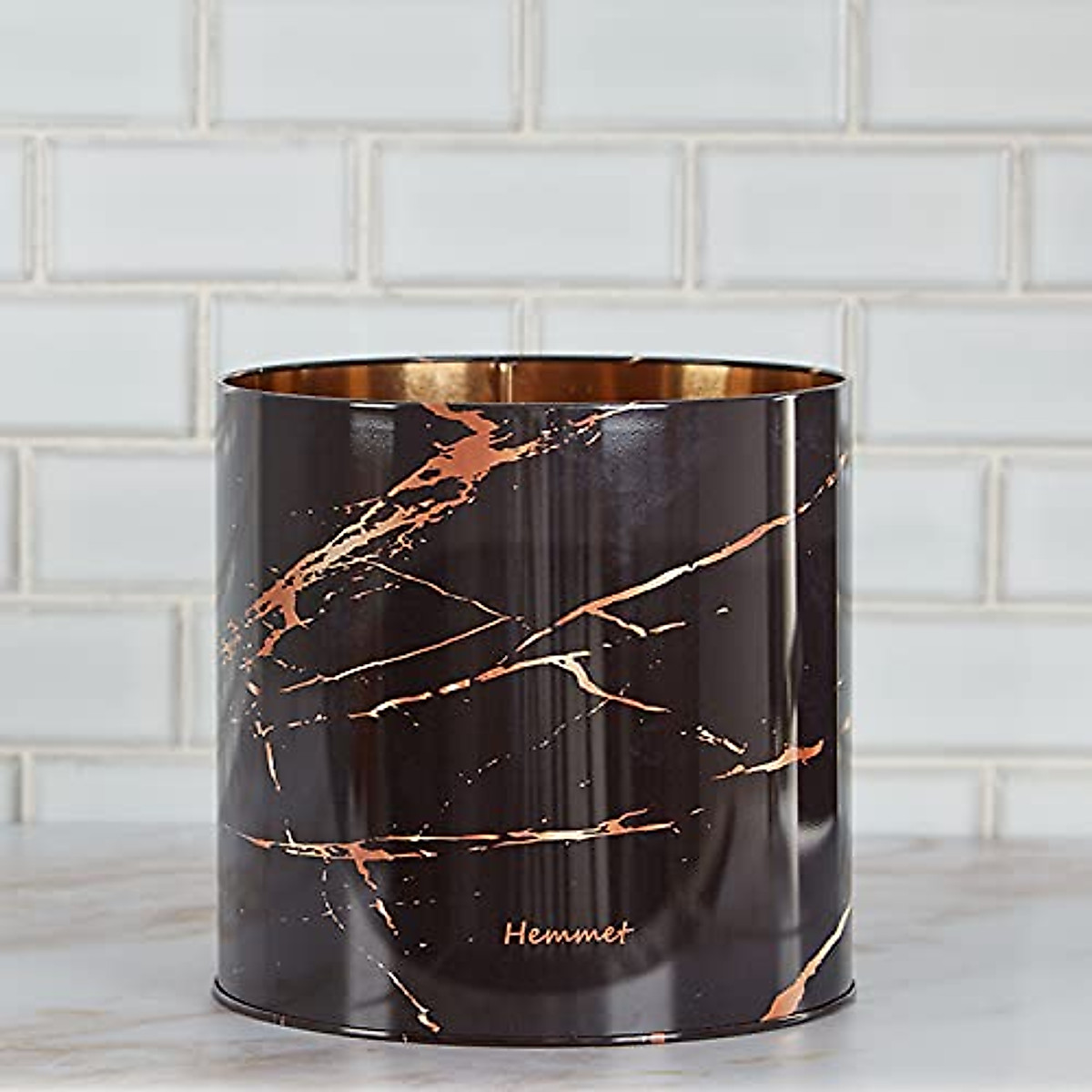 Bathroom Organizer Makeup Organizer Make up Organizator Makeup Brush Holder for Vanity Black Bathroom Accessories Cute Marble Design Metal Tin Storage