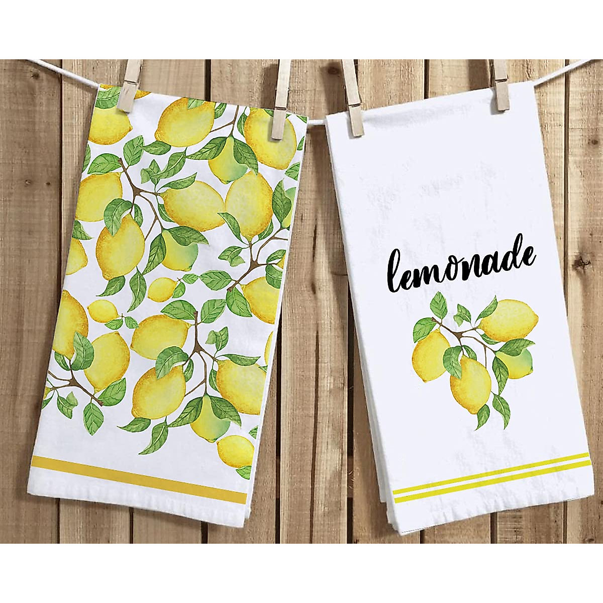 Watercolor Lemon Kitchen Dish Towel 18 x 28 Inch, Seasonal Spring Summer Lemonade Tea Towels Dish Cloth for Cooking Baking Set of 2