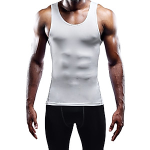 NELEUS Men's Athletic 3 Pack Compression Tank Top Dry Fit Undershirts,White,2XL,EUR 3XL