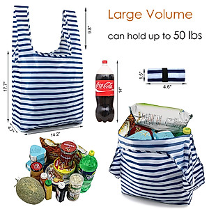 BeeGreen 10 Pack Washable Floral Grocery Bags & 12 Pack 50LBS Foldable Fashion Bags Geometry Printing Machine Washable Durable Xlarge Lightweight for Shopper Camp Travel Outdoor Home