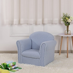 AFBKSS&BB Children Sofa, Kids Armrest Chair, Sturdy Wood Construction Kids Sofa Furniture, Armchair Couch for Preschool Children, Lightweight Toddler Sofa Chair, Teddy Velvet (Blue)