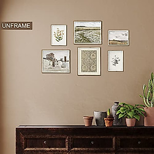 Vintage Botanical Wall Art -Neutral Wall Art prints for wall decor for Rustic Farmhouse Kitchen, Bathroom, Bedroom Poster Print Wall Decor - Preppy Room Decor Aesthetic Vintage, Nature, Tree Sketch Set of 6 landscape wall art.