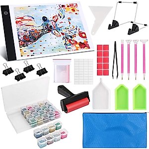 Diamond Painting A4 LED Light Pad Kit, LED Artcraft Tracing Light Table, Tools and Accessories Kit for Full Drill & Partial Drill 5D Diamond Painting