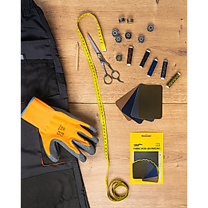 ZEFFFKA Premium Quality Fabric Iron-on Patches Inside & Outside Strongest Glue 100% Cotton Deep Blue Khaki Gray Brown Repair Decorating Kit 12 Pieces Size 3" by 4-1/4" (7.5 cm x 10.5 cm)