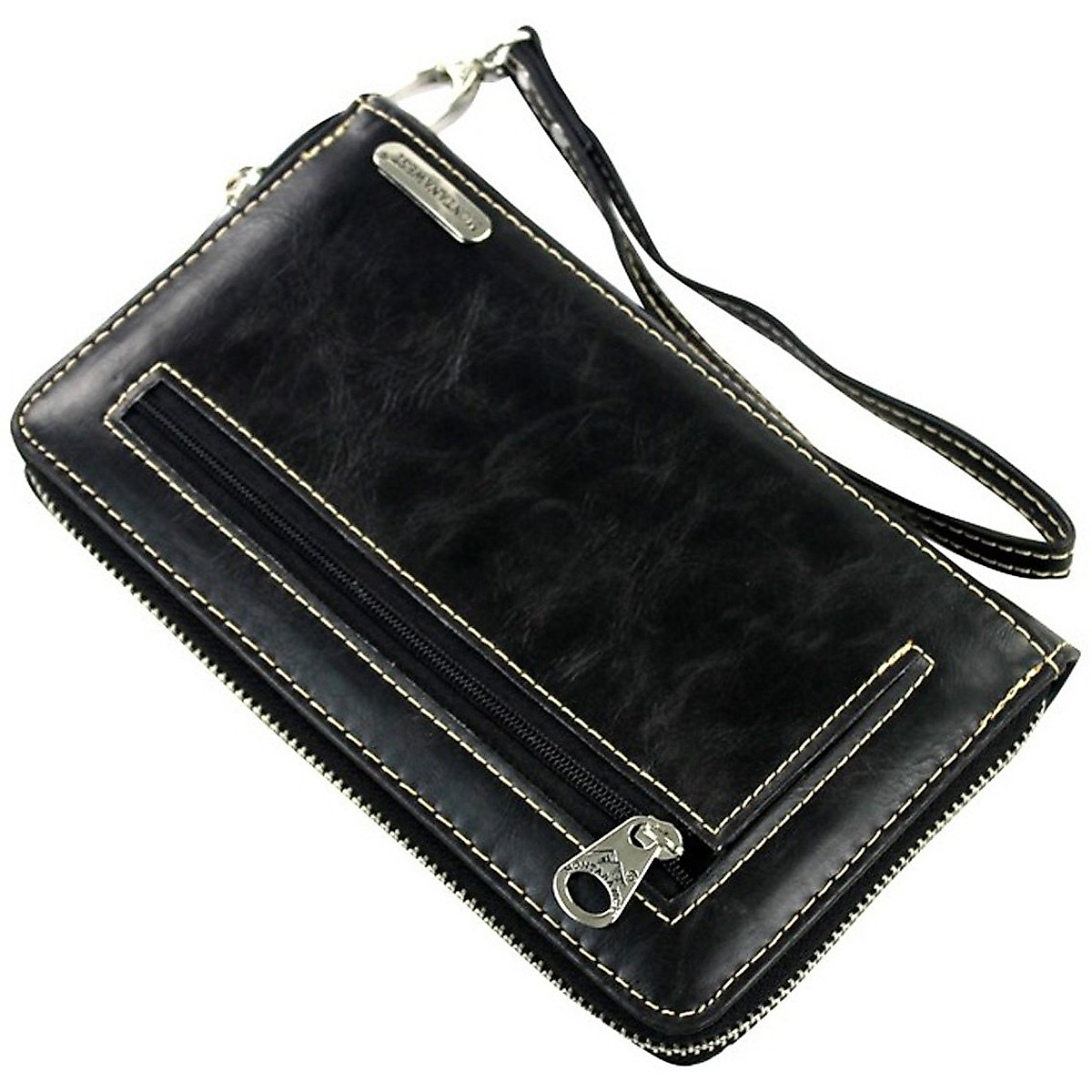 Montana West Ladies Wristlet Wallet 2-in-1 Western Tooled Genuine Leather Zippered Enclosure Coffee