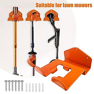 HEVIRGO 2Pcs Garage Tool Organizer Wall Mount,Wall Mounted Grass Trimmer Racks Lawn Trimmer Holders Rustproof Easy Installation Heavy Duty Ladder Hooks,Mounted Grass Trimmer Rack 2pcs