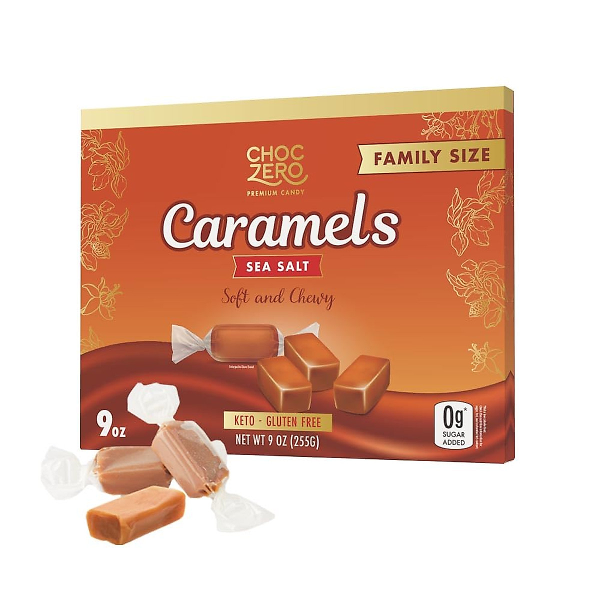 ChocZero Sugar Free Caramels - Keto Caramel Candy - All Natural, Classic Candies - Low Carb Snack (9 ounce Box)