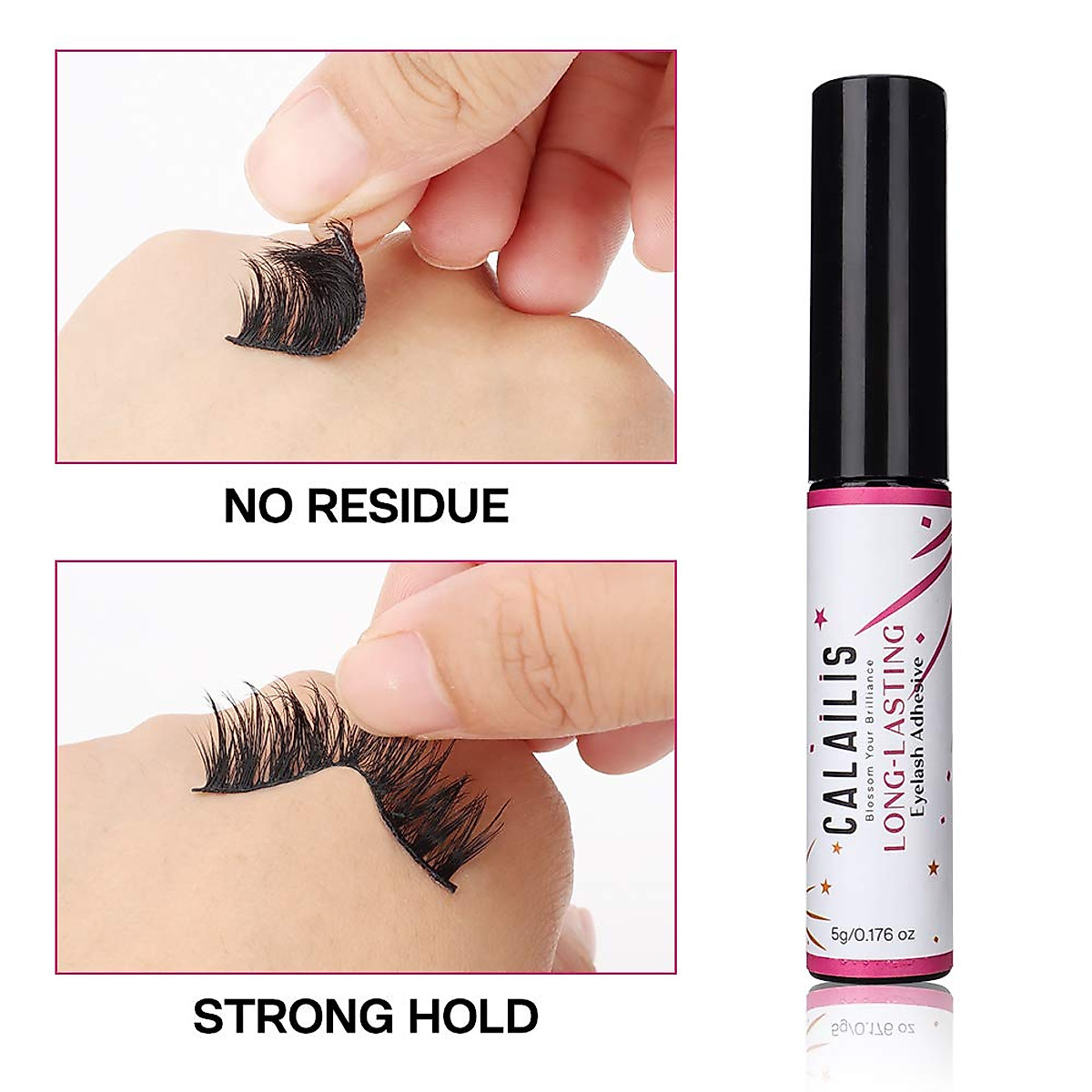 CALAILIS Cluster Lash Glue,DIY Individual Lash Glue, Lash Cluster Glue, Super Strong Hold 48 Hours for Cluster Lashes, Waterproof Sensitive Glue, Latex Free