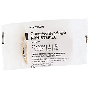 McKesson Cohesive Bandages, Non-Sterile, Contains Latex, 3 in x 5 yds, 1 Count, 24 Packs, 24 Total