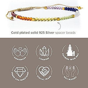 BALIPURA - 7 Chakra Crystal Bracelet For Women - Charm Beaded Bracelet, Garnet & Amethyst Crystal Stone, Bracelets for Teenage Girls - Healing Crystals Bracelet - Handmade Bracelet - 2mm SMALL Beads