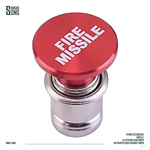 XINXUSONG 3PCS EJECT FIRE MISSILES NITROUS For Button Cigarette Lighter Billet Button Plugs Replacement 12V Power Source Cover Fits Most Automotive Vehicles Auto Car Anodized Aluminum Dustproof Plug