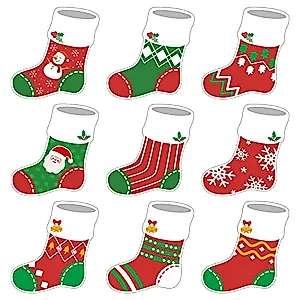 45 Pcs Christmas Stocking Cutouts Colorful Xmas Stocking Cut-Outs for Classroom Bulletin Board Christmas Party School Home Decoration