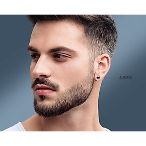 Black Moissanite Earrings 3MM to 8MM for Men Women, Lab Created Diamond 925 Sterling Silver Hypoallergenic Stud Gemstone Earrings, 18k Gold Plated, Jewelry Gifts (4MM)