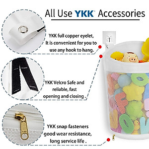 FHDS Clever Zippered Mesh Bath Toy Organizer, Multiple Ways to Hang, Ultra Large Capacity & Large Opening, Multi Use Bathtub Toy Storage Bag ( Large, White )