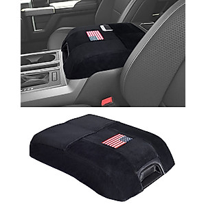 ISSYAUTO Center Console Cover Compatible with 2015-2020 F150, 2017-2022 F250 F350 F450, 2018-2023 Expedition, American Flag Armrest Cover with Pockets (Bucket Seat Only)