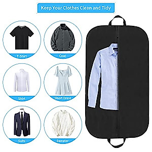 YYDSLEE 2 Pack 40" Garment Bags for Hanging Clothes Travel and Storage, Suit Covers with Handles Breathable Foldover Suit Bags for Traveling Clothes Protector for Gowns Dresses Sweaters, Black
