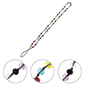 ifundom Phone Charm Strap Crystal Beaded Phone Rhinestone Glitter Long Lanyard Colorful Beads Hanging Neck Straps Bracelet Keychain for Women Girls