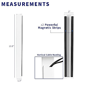VIVO Steel Magnetic 14 inch Vertical Cable Management Channel, Cord Organizer, Wire Hider Cover for Home and Office, White, DESK-AC01-1MW