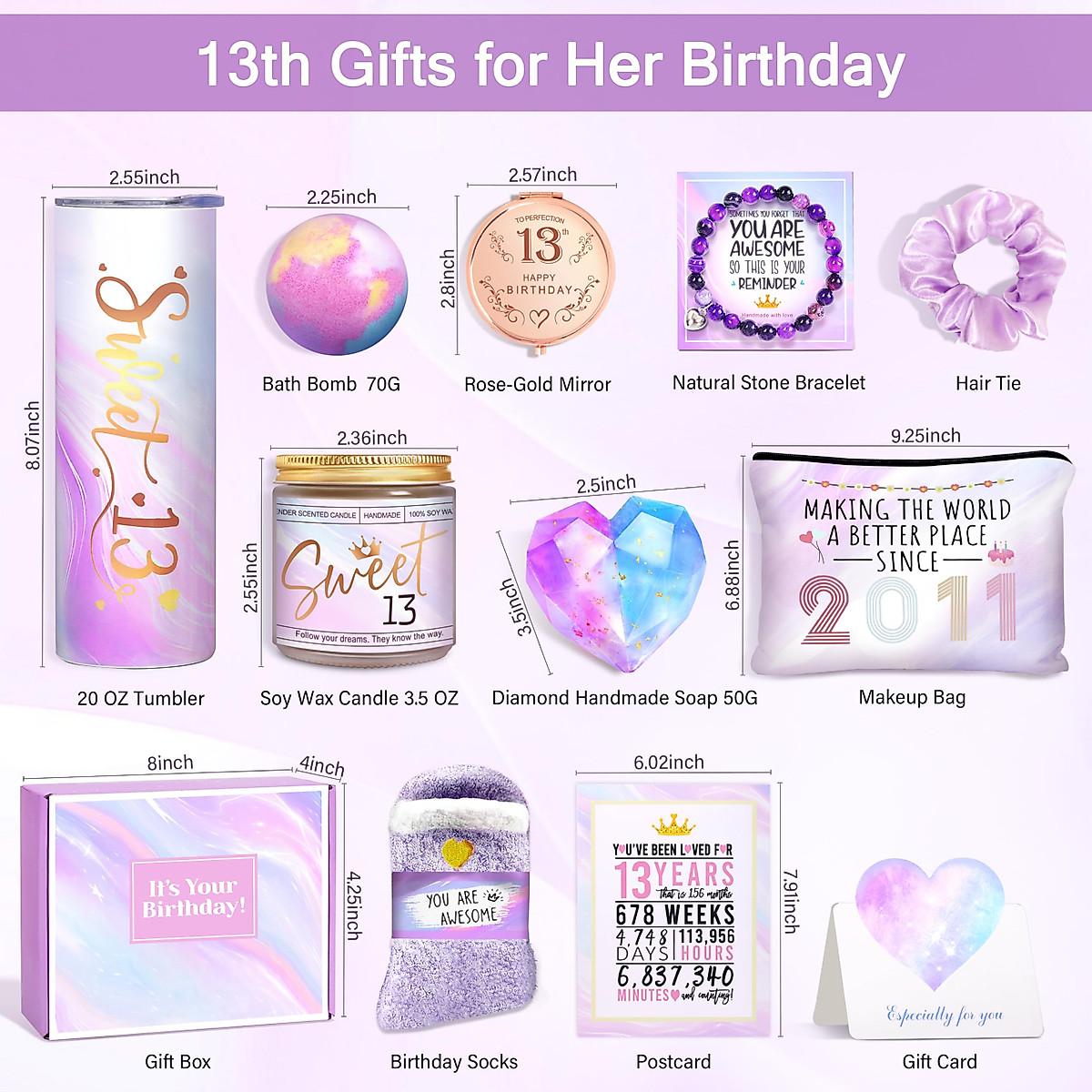 HSOEIXL 13 Year Old Girl Gifts, 13th Birthday Gifts for Girls, 13 year old girl birthday gift ideas for Her, Daughter, Niece, Granddaughter, Birthday Gifts for Teen Girls