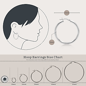 Sterling Silver Hoop Earrings - 3mm x 35mm Click-Top Tube Hoop