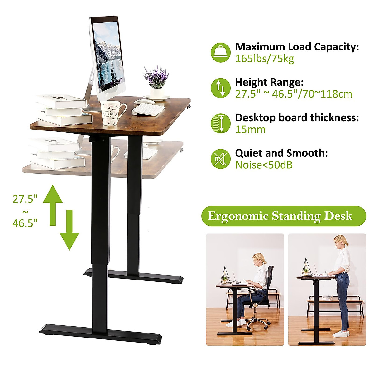 farexon Electric Standing Desk 55 x 24In with Charging Station, Stand up Desk with Oversized Mouse Pad, 2 USB Ports & 3 Power Outlets, 4 Caster, 4 Preset Heights Easy to Set, 27''-45'' Lifting Range
