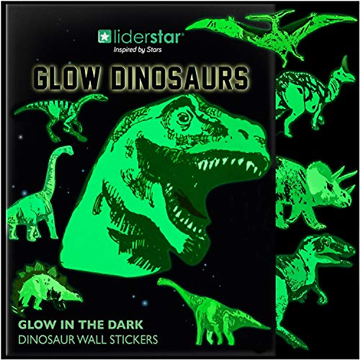 Dinosaur Wall Decals for Kids Room Glow in The Dark Stickers, Large Removable Vinyl Decor for Bedroom, Classroom - Birthday Christmas Gift for Girls Boys Grandkids Toddlers (Dino)
