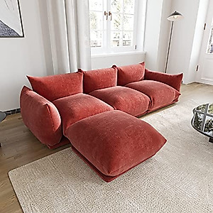 TIFLON Modular Sectional Sofa,104inch Minimalist Sofa Couch,Convertible Couch, Lovesofa Chenilleyarn 3 Seater Modern Living Room Sofa Sets for Office House-Red