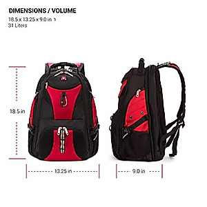SwissGear 1900 Scansmart TSA 17-Inch Laptop Backpack, Black/Red