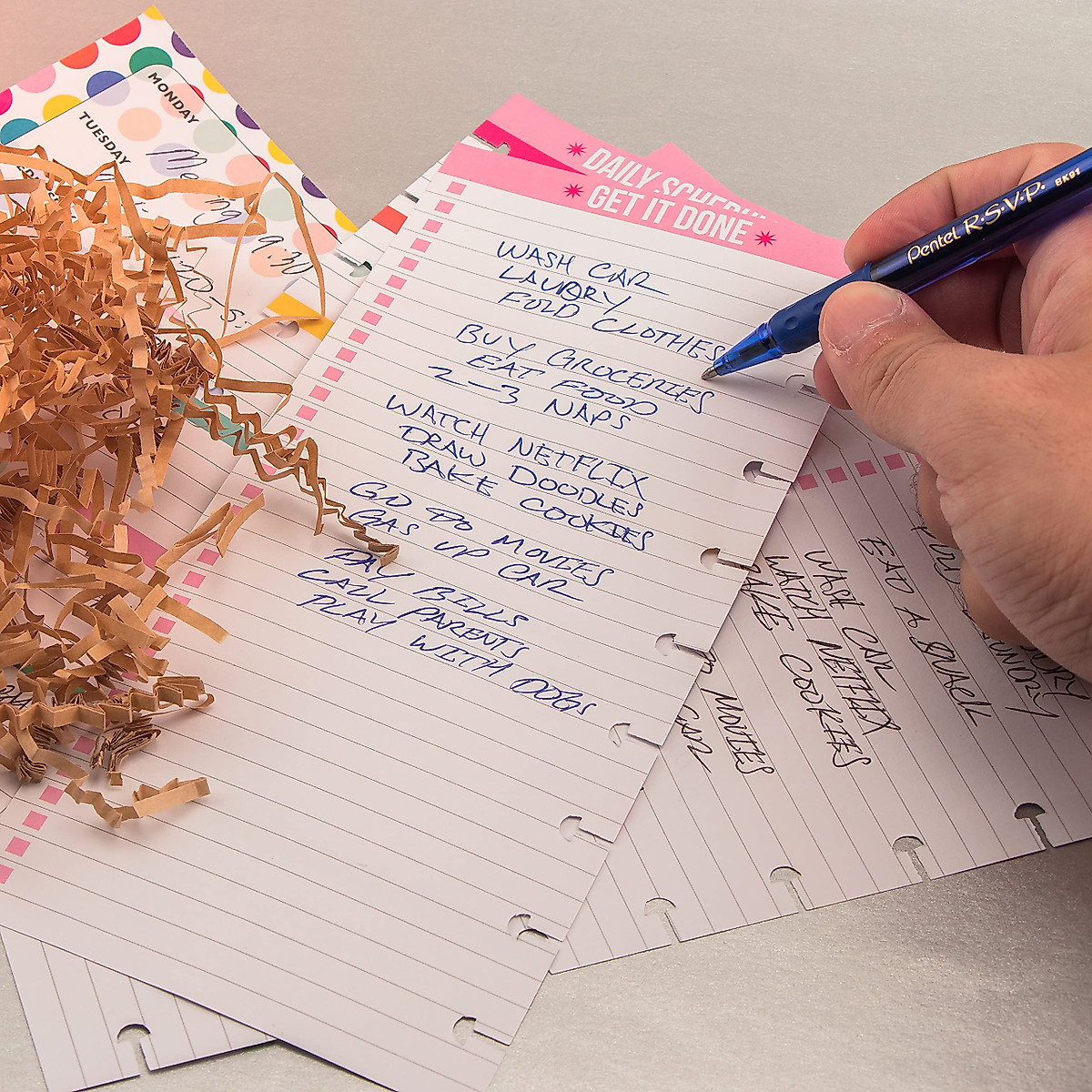 Pentel® R.S.V.P.® Ballpoint Pens, Medium Point, 1.0 mm, Clear Barrel, Assorted Ink Colors, Pack Of 8