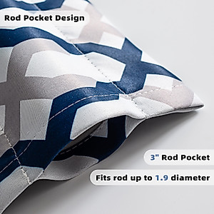 DriftAway Mason Geometric Trellis Pattern Window Curtain Valance Rod Pocket 52 Inch by 14 Inch Plus 2 Inch Header Navy