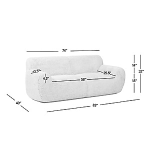 Jennifer Taylor Home Summit 83" Faux Sheepskin Overstuffed Living Room Sofa Couch, Cream Beige