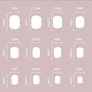 QINGGE Pink Press on Nails Short Length Square Fake Nails with Green Gold Stripe Design Fashion Stick on Nails Glue on Nails Glossy Acrylic Nails False Nails for Women 24Pcs