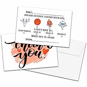Chuxvon Kids Thank You Cards Fill in the Blank, Sports Thank You Cards, All Star Sports Greeting Cards, Thank You Notes For Boys, Birthday Party Decorations Favors (20 Cards With 20 Envelopes) -26