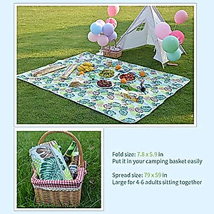 Picnic Mat,Reversible Mats,Beach Blanket,59"x 79"Large Floor Mat for 6 Adults Outdoors Rugs,Patio,Backyard,Deck,Trailer,Camping,Travelling Rugs ,Yoga,Exercise(59"x79", green01)