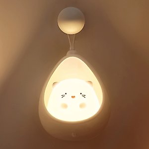 TriPro Cute Kitty Motion Sensor Night Light Wall Lamp,Rechargable,Bedroom Decoration for Kids Baby Toddler Teen Gift (Pink)