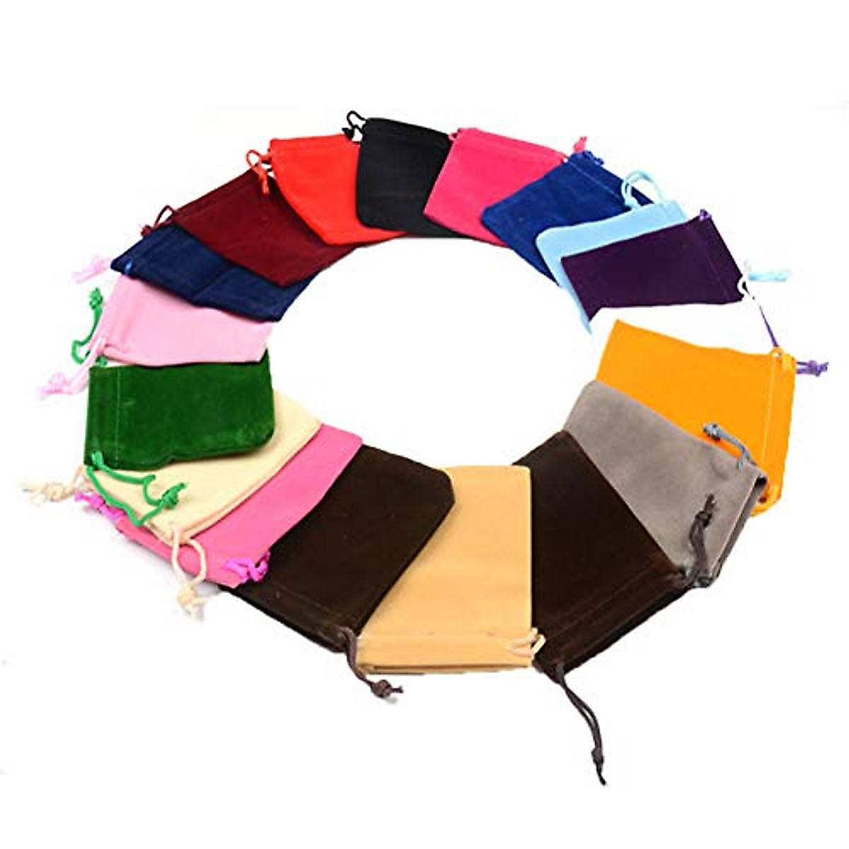 50pcs Velveteen Sack Velvet Cloth Drawstring Bags Jewelry Bags Pouches Small Candy Gift Bags for Christmas Party Wedding Event Supplies Favors Bags Mixed Colors (Dark green, 2.7"x 3.5")