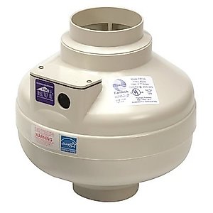 Fantech FR 150 Inline Centrifugal 6" Duct Fan, Molded Housing, 263 Cfm, 1.153" x 1.153" x 1.153"