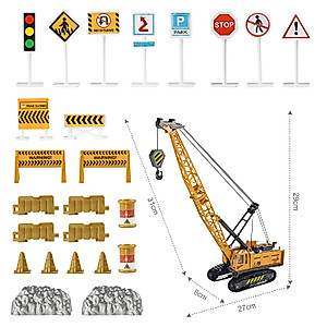 Jenilily 1:55 Scale Die-cast Crane Construction Vehicles Toy Alloy Model Car, Gifts for Kids Boys Toddler 3 4 5 Years Old