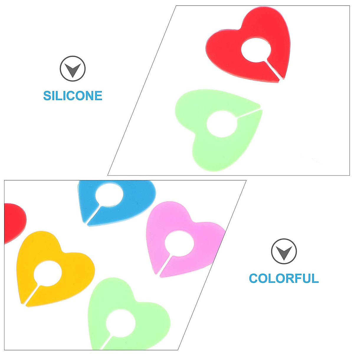 KICHOUSE 2 Sets 16 Pcs Wine Glass Marker Wedding Decoration Wine Bottle Labels Portable Cup Heart Shaped Ring Cup Recognizer Cup Silicone Labels Wine Glass Identifiers Drink Markers Hawaii