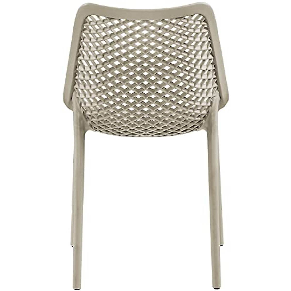 Meridian Furniture 328Taupe Mykonos Collection Modern | Contemporary Outdoor Patio Dining Chair with Taupe Polypropylene Plastic, Weather Resisting, 20" W x 24.5" D x 33" H, Taupe, Set of 4