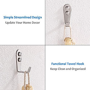 Angle Simple Robe and Towel Hook 5 PCS, SUS304 Stainless Steel Hook Pack, Bath Towel Coat Backpack Hook, Kitchen Garage Hook, Grilling Tools Hanger, Brushed Nickel