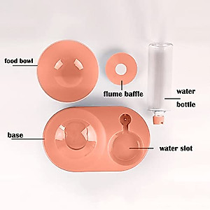 Raised Cat Bowls with Automatic Water Dispenser Bottle, Elevated 0°-15°Adjustable Tilted Pet Food Water Feeder Bowls Stress-Free Suit for Cats Dogs