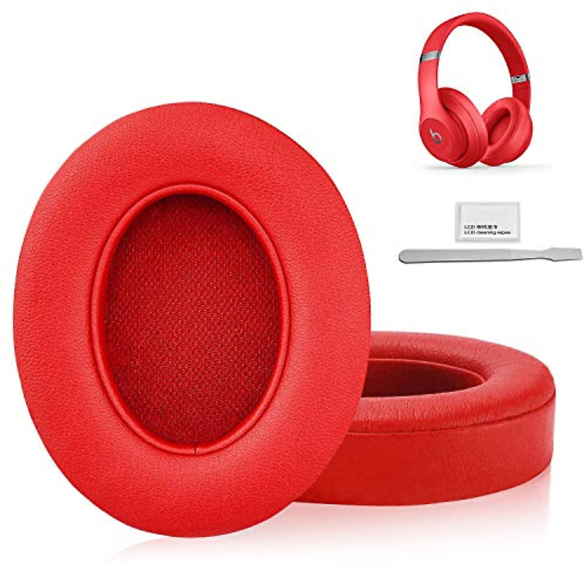 FEYCH Beats Studio Replacement Earpads 2 Pieces Noise Isolation Memory Foam Ear Cushions Cover for Beats Studio 2.0 Wired/Wireless B0500 B0501 Headphone & Beats Studio 3.0 (Red)
