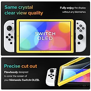 ivoler [4 Pack Tempered Glass Screen Protector Designed for Nintendo Switch OLED Model 2021&2023 with [Alignment Frame] Transparent HD Clear[Updated Version] Screen Protector for Switch OLED 7''