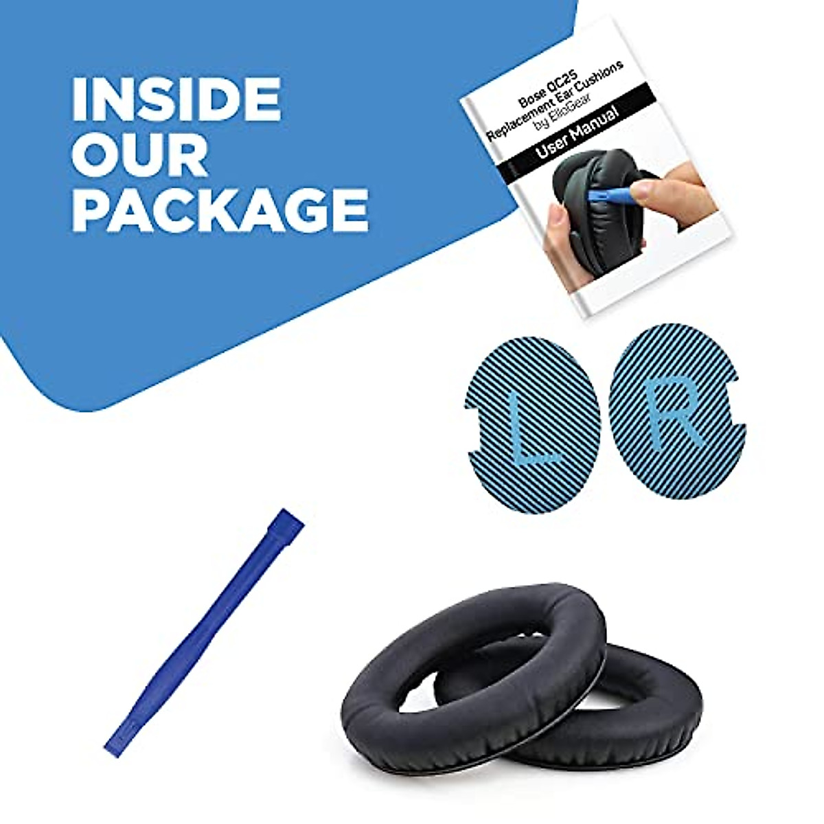 Premium Headphones Replacement Ear Pads for Bose QC25 Quiet Comfort, QC 15, SoundTrue, SoundLink AE2 - Bose Headphones Replacement Parts - Blue/Black