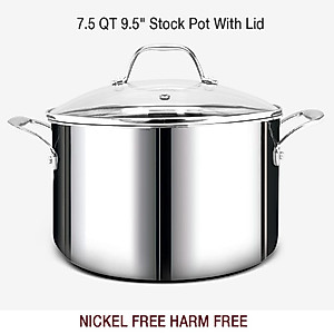 HOMICHEF 14-Piece Nickel Free Stainless Steel Cookware Set Whole-Clad 3-Ply - Mirror Polished Pots And Pans Set - Healthy Cookware Set With Steamer - Non-Toxic Induction Cookware Sets