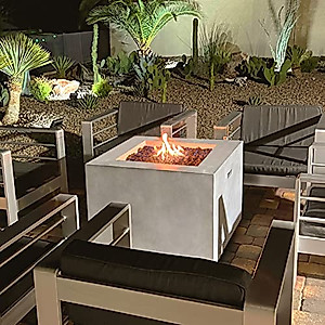 Kinger Home 32-Inch Outdoor Propane Smokeless Concrete Fire Pit for Patio, 50,000 BTU CSA Certified, Square