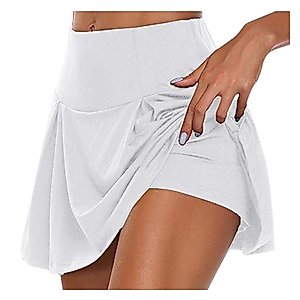 Women's High Waisted Pleated Tennis Skirts Golf Running Sport Workout Athletic Skorts with Pockets White