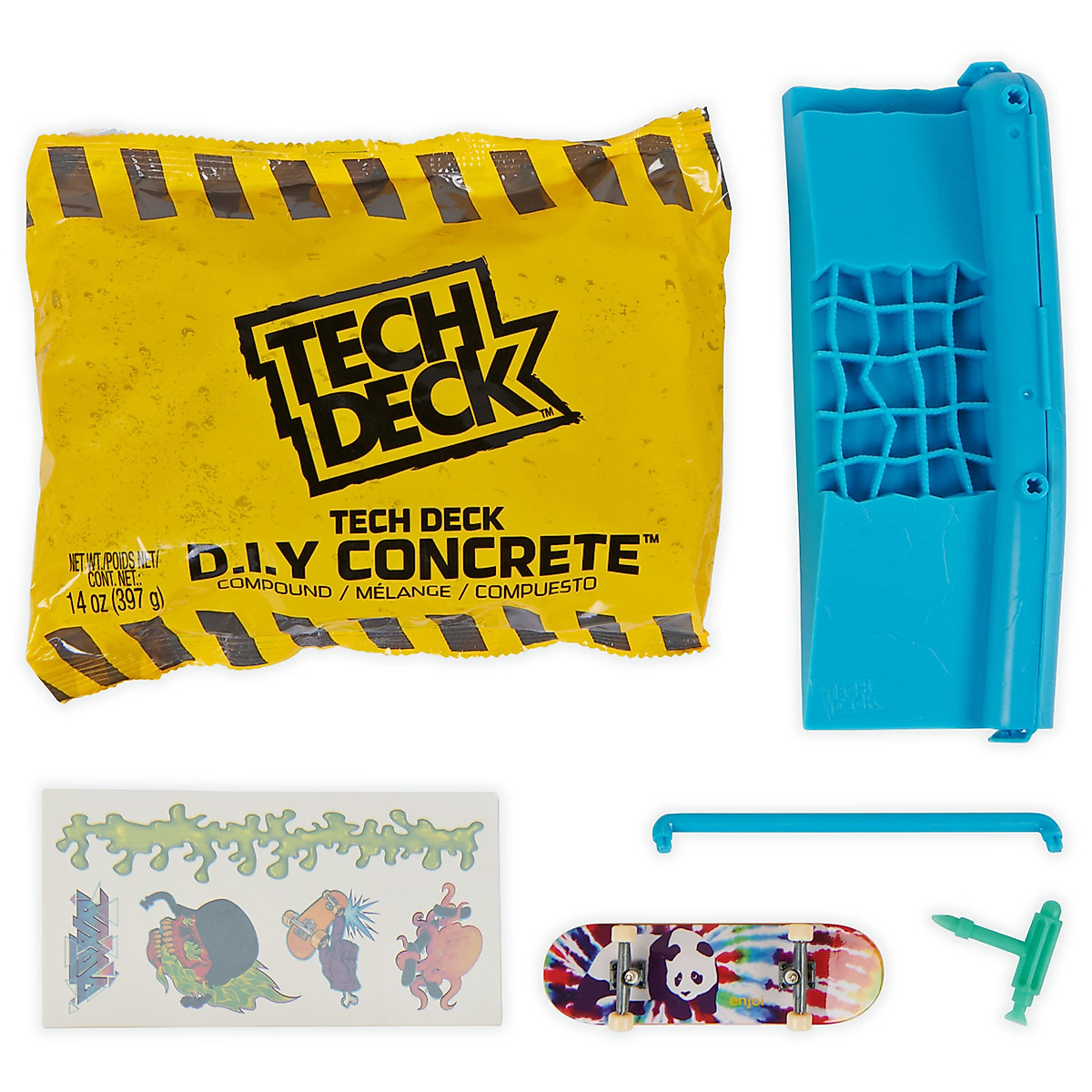 TECH DECK DIY Concrete Reusable Modeling Playset with Exclusive Enjoi Fingerboard, Rail, Molds, Skatepark Kit, Kids Toy for Boys and Girls Ages 6 and up