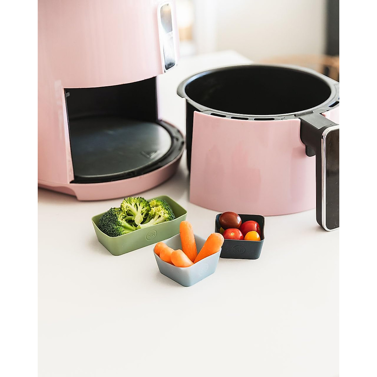 The Silicone Kitchen Reusable Silicone Bento Baking Cup, Non-Toxic, BPA Free, Dishwasher Safe Bento Box Accessories Lunch Box Dividers, Square and Rectangle, 24 Pack, Blue, White, Green